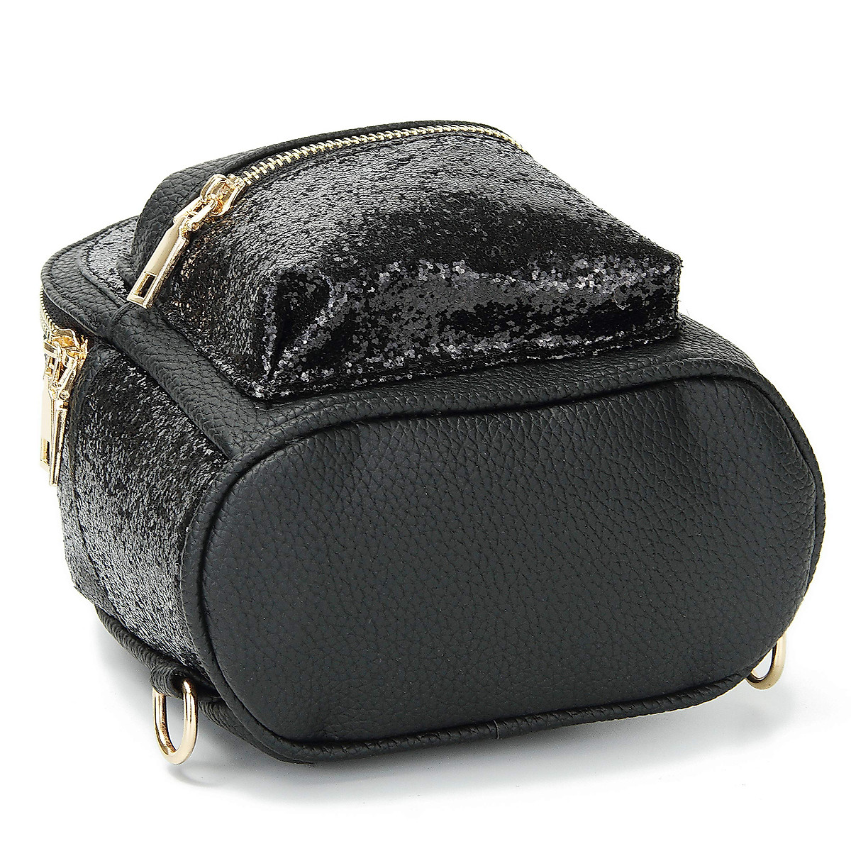 Girls Bling Mini Travel Backpack Kids Children School Bag Satchel Purses Daypack (black rainbow)