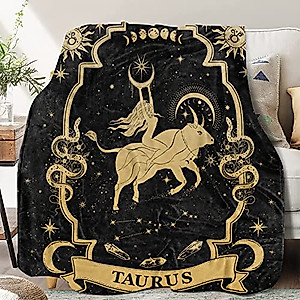 Taurus Gifts for Women, Taurus Zodiac Blanket 60"X50", Witchy Gifts,Taurus Gothic Gifts Taurus Astrology Decor Tarot Moon Constellation Soft Throw Blanket