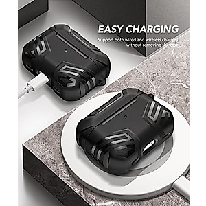 MOBOSI for AirPods Pro 2 Case 2022, Full-Body Shockproof AirPods Pro 2nd Generation Case with Keychain, Vanguard Armor Military Grade Hard Shell AirPod Pro 2 Case Cover for Men Women, Black