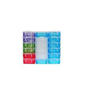 Storage Studios Advantus Super Stacker Crayon Box 8 Blue, 4, Clear, 2 Green, 2 Purple, 2 Pink 1.6 x 3.5 x 4.8 in. 61612 (18-Pack) bundled with 1 Artsiga Craft Bag
