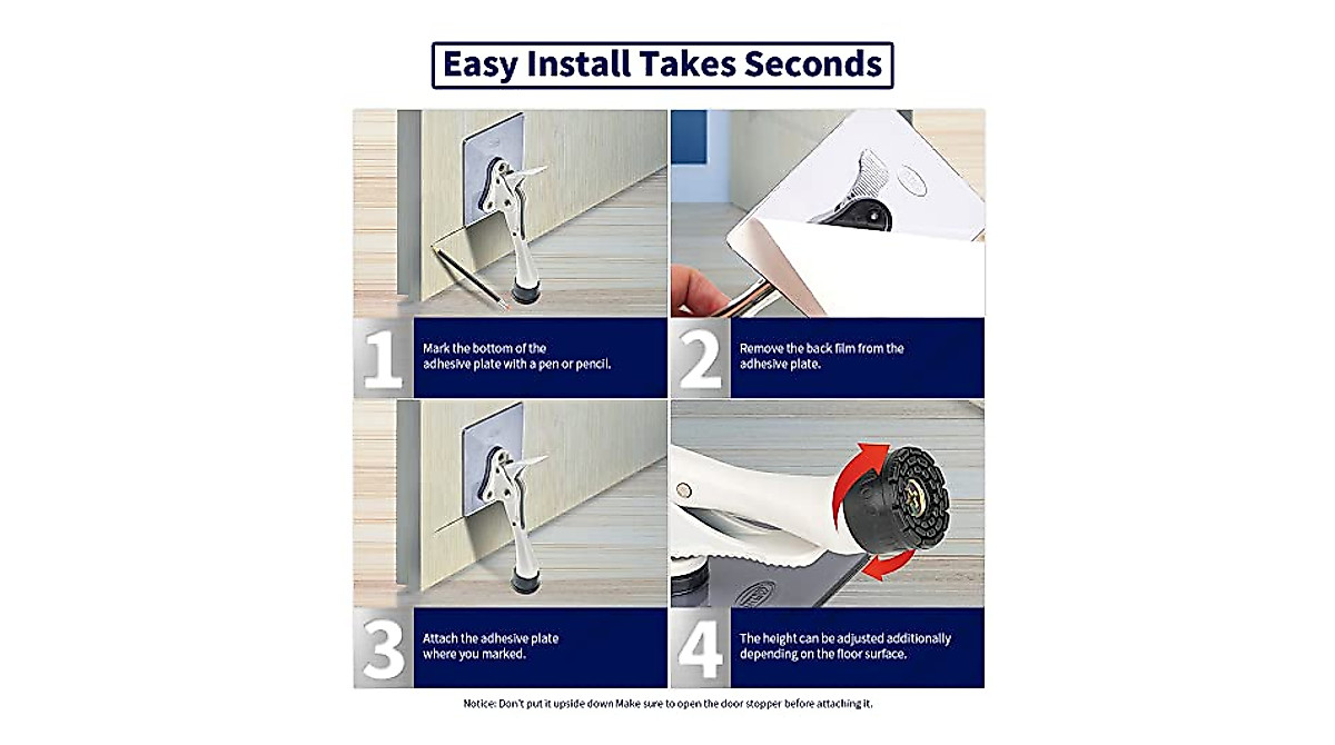 HOME&I No Drilling Kick Down Door Stopper - Heavy Duty & Easy Install