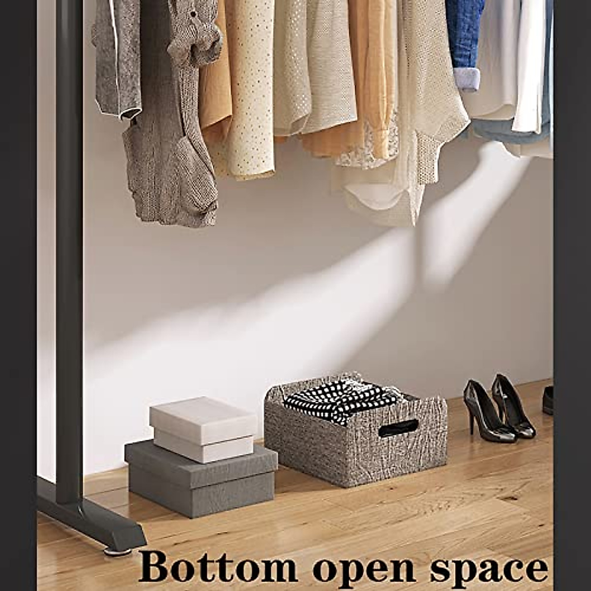 Garment Clothing Rack Standing Coat Rack Closet Rods, Metal Rolling Clothes Organizer Shelves for Hanging Clothes, Laundry Hanger Stand Wardrobe, 100×150cm ( Color : Black , Battery *1 : 100x150cm )