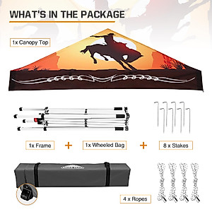 EAGLE PEAK 10x10 Slant Leg Pop-up Canopy Tent Easy One Person Setup Instant Outdoor Beach Canopy Folding Portable Sports Shelter 10x10 Base 8x8 Top (Cowboy)