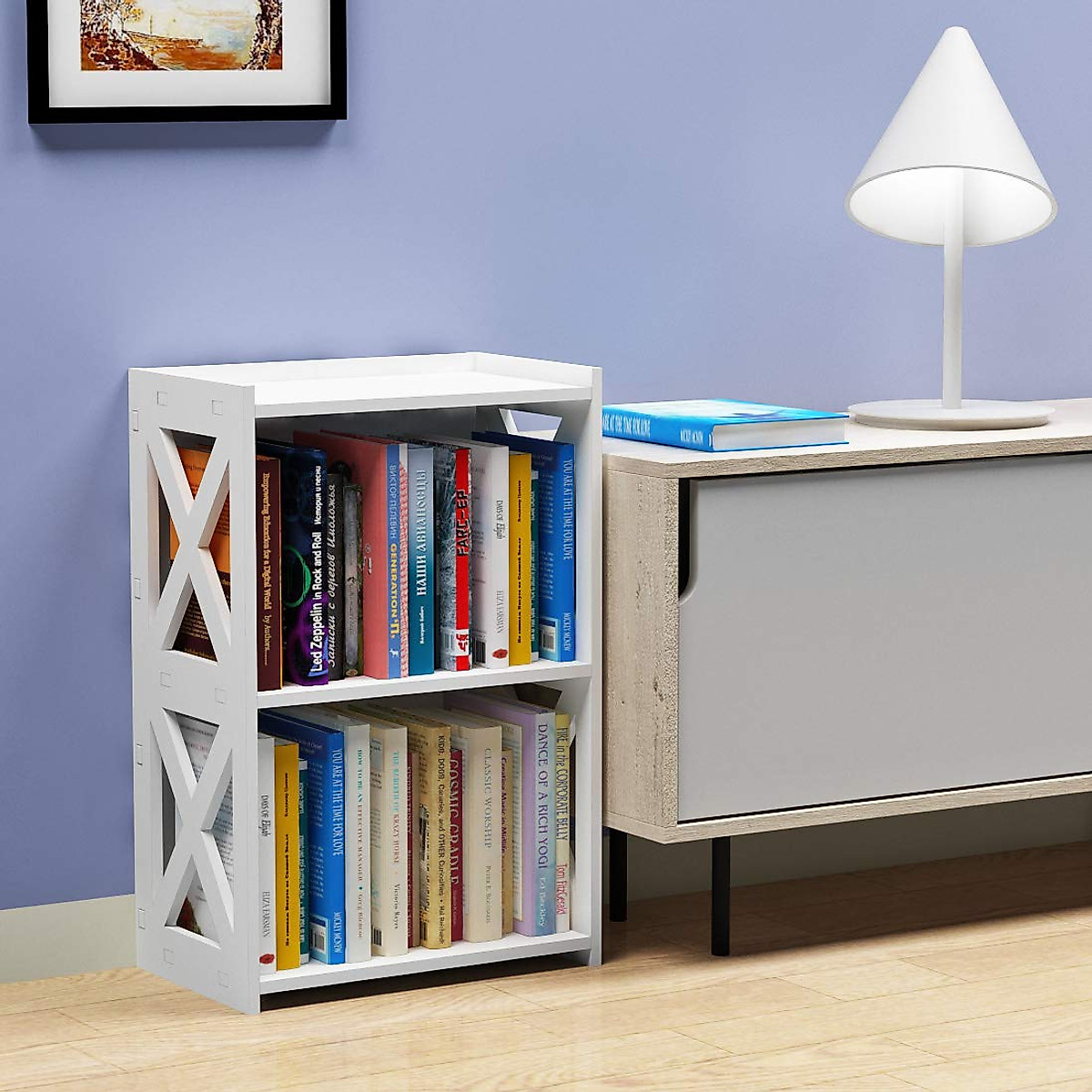 AGGICE Side Table, 3 Tier 2 Shelf Small Bookshelf Bookcase for Small Spaces, Bedside End Table Nightstand, Kids Book Storage Shelves for Bedroom Living Room Office, White