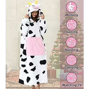 Très Chic Mailanda Wearable Blanket Hoodie Oversized Sherpa Blanket Sweatshirt for Women Men Adult teen with Cute Animal Hood