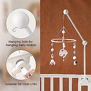 Hanging Wooden Baby Crib Mobile Arm, Baby Mobile Holder Arm, Mobile Arm for Crib, Strong Slip Attachment Wooden Nursery Accessories Bed Decor Bell (Black)