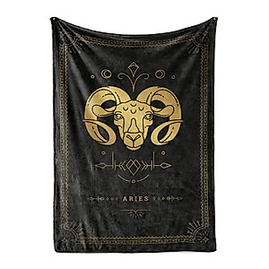 InnoBeta Aries Gifts Zodiac Astrology Sign Bed Flannel Blanket Throws, Birthday for Women Men, Constellation Gifts for Friends, Girlfriend, Wife (50"x 65")