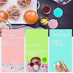 Sauce Container with Lid, Salad Dressing Container To Go, 4x1.7oz Mini Reusable Sauce Containers for Bento Lunch Box, Stainless Steel Condiment Cups with Easy Open Lid, Small Dipping Sauce Cups Set