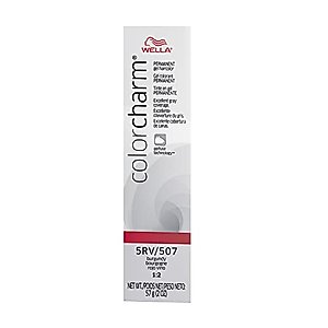 WELLA Color Charm Permanent Gel, Hair Color for Gray Coverage, 5RV Burgundy