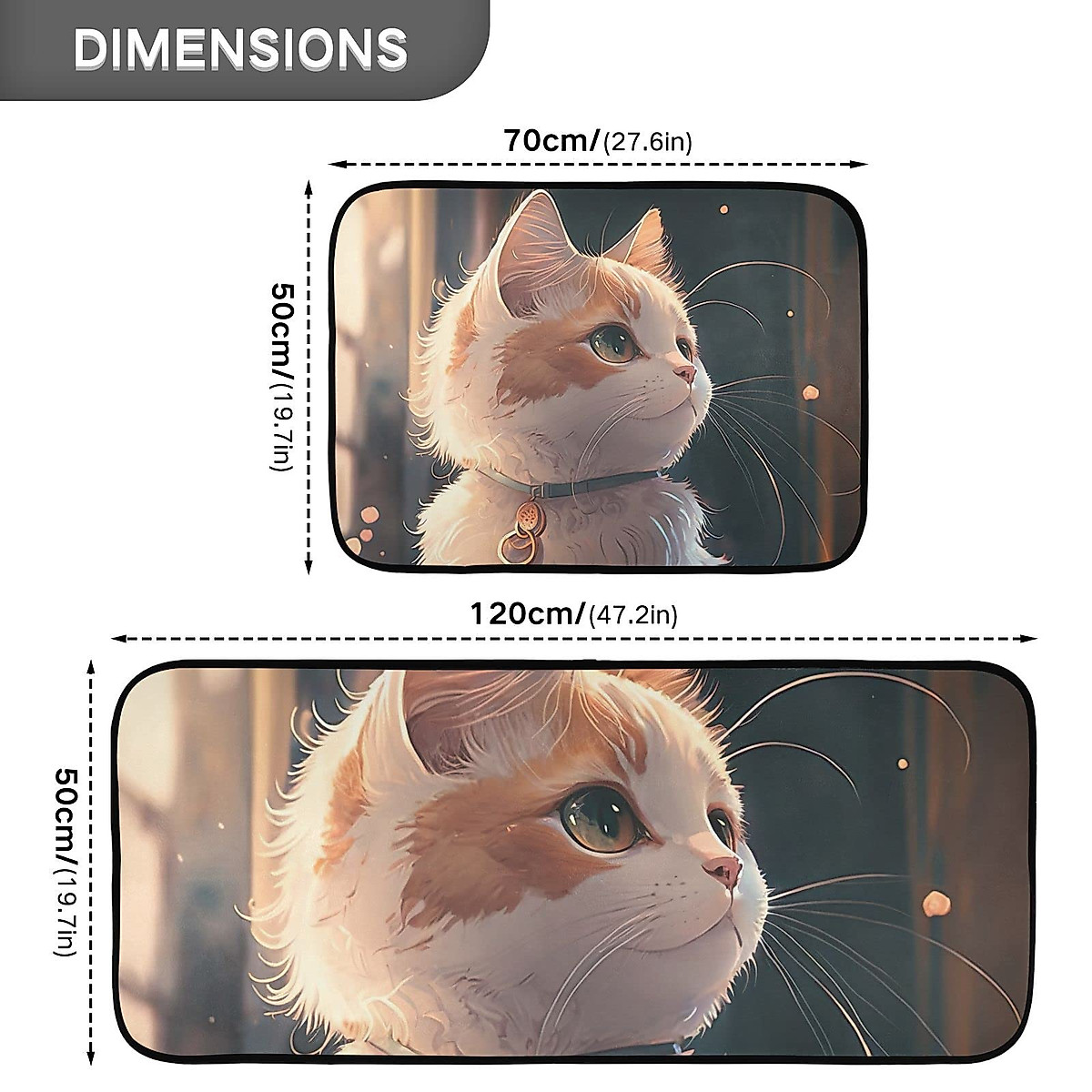 NFMILI (Anime Beautiful Cat) Kitchen Mat 2 PCS Cushioned Anti-Fatigue Kitchen Rug, Waterproof Non-Slip Floor Mats Thick Ergonomic Comfort Standing Mat for Kitchen Sink Laundry room bedroom living room