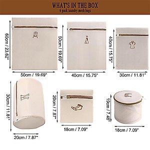 6 PCS Mesh Laundry Bags Set for Delicates, Durable Zipper Machine Washable Laundry Storage Bags Travel Storage Organize Bag for Undergarments, Bra, Blouses & Sweaters, Socks