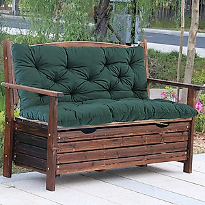 MiokyStaner Porch Swing Cushions with Backrest, 2-3 Seater Waterproof Bench Pad Cushions, Thicken 4" Outdoor Swing Cushions, for Outdoor Patio Garden Furniture (47x40in, Dark green)