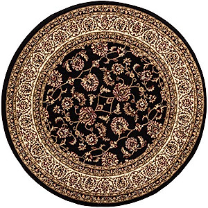 Well Woven Barclay Sarouk Black Traditional Area Rug 5'3" Round