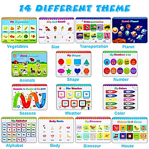 Busy Book for Kids, 14 Themes Toddler Preschool Learning Activities Montessori Toys, Autism Sensory Educational Toys, Early Learning Toys Book for Boys Girls Develops Fine Motor Skills