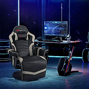 Goplus Massage Gaming Chair, Racing Style Gaming Recliner w/Adjustable Backrest and Footrest, Ergonomic High Back PU Leather Computer Office Chair Swivel Game Chair w/Cup Holder and Side Pouch