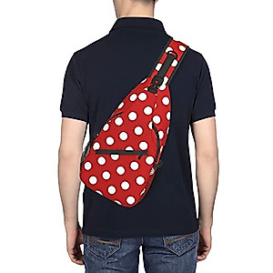 Red White Polka Dot Sling Backpack Multipurpose Crossbody Shoulder Bag Chest Daypack for Gym Travel Hiking
