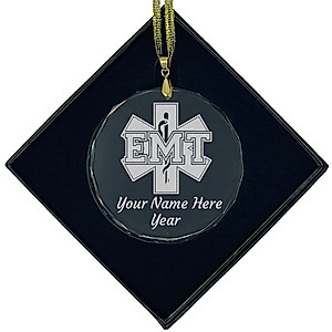 LaserGram Christmas Ornament, EMT Emergency Medical Technician, Personalized Engraving Included (Round Shape)