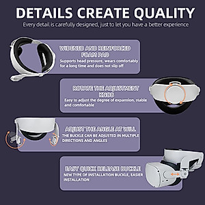 Tutuba Head Strap for Oculus Quest 2, Adjustable Halo Strap Silicone Face Cover Set for Enhance Head Balance and Reduce Face Pressure