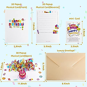 Gumry BLOWABLE & LIGHTS & MUSIC Pop-up Musical Birthday Card, Happy Birthday Card with Classic Bday Music, Cheers Sound,Color-Changing Lights,Colourful Greeting Cards for Kids Wife Husband Women & Men