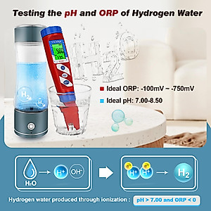 Hydrogen Water Tester, YINMIK 2024 Hydrogen Tester, Digital Hydrogen Water ppb/ppm Meter, Dissolved Hydrogen Test Pen, Accurate ORP Tester, 4 in 1 pH H2 ORP Temp Test kit for Hydrogen Water Bottle