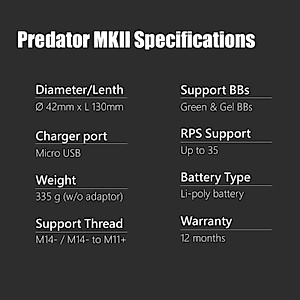 ACETECH Airsoft Riffle Tracer Unit Predator MKII 14mm CCW Negative Thread Glow in The Dark BB LED Beam Lighting Effect (Green/Gel BB Available, Black)