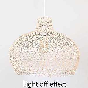 LATAFA Rattan Cage Chandelier Handmade Lamp Shade Light Fixture Ceiling Wicker Woven Pendant Light Adjustable Height Indoor Rattan Woven Hanging Lamp for Dining Room Bedroom Kitchen Island