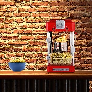 Pop Pup Popcorn Machine – 2.5 Oz Kettle with 12 Pack of Pre-Measured Popcorn Kernel Packets, Scoop, and Serving Cups by Great Northern Popcorn (Red),83-DT6031