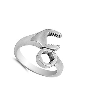 Wrench Ring Artistic Mechanic Tool New .925 Sterling Silver Band Size 13