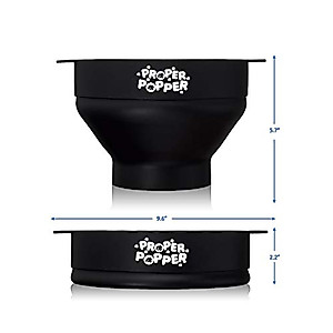 The Original Proper Popper Microwave Popcorn Popper, Silicone Popcorn Maker, Collapsible Bowl BPA Free & Dishwasher Safe - (Black)