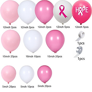 Breast Cancer Awareness Party Decorations Kit 130 Pcs Breast Cancer Awareness Balloons Arch Garland Pink Ribbon Balloons for Breast Cancer Awareness Pink Ribbon Party Decorations Supplies