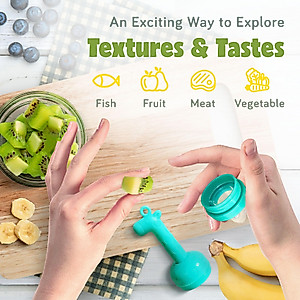 Baby Fruit Feeder, Teething Pacifier for Fruits, Veggies, or Frozen Milk, Food-Grade Silicone Teethers for Babies 6-12 Months, Baby Essentials for Teething Relief - Mango Orange and Berry Blue