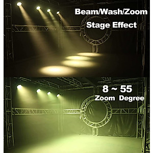 SHEHDS Moving Head Light LED 19x15W RGBW 4in1 Beam/Wash/Zoom Effect Stage Lights Professional DMX512 & Sound Activated Control DJ Lights for Party Wedding Disco and Nightclub - 1 Pack