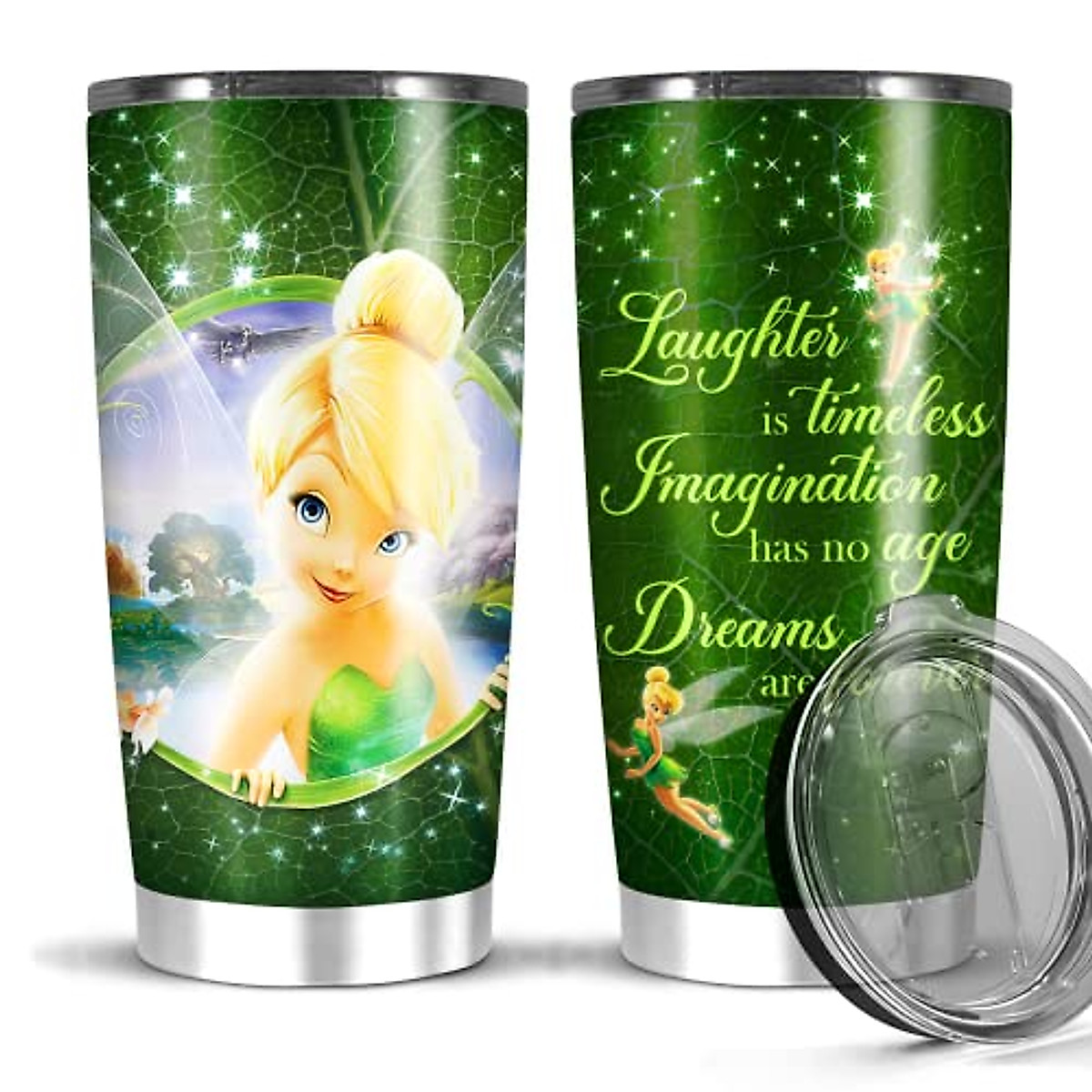 Stainless Steel Tumbler Vacuum 20 30 Oz Tinker Mug Faries Christmas Collage Gift Quote Glass Friends Event Bottle Suitable For Hot Or Iced Coffee Tea Wine Water Frappe