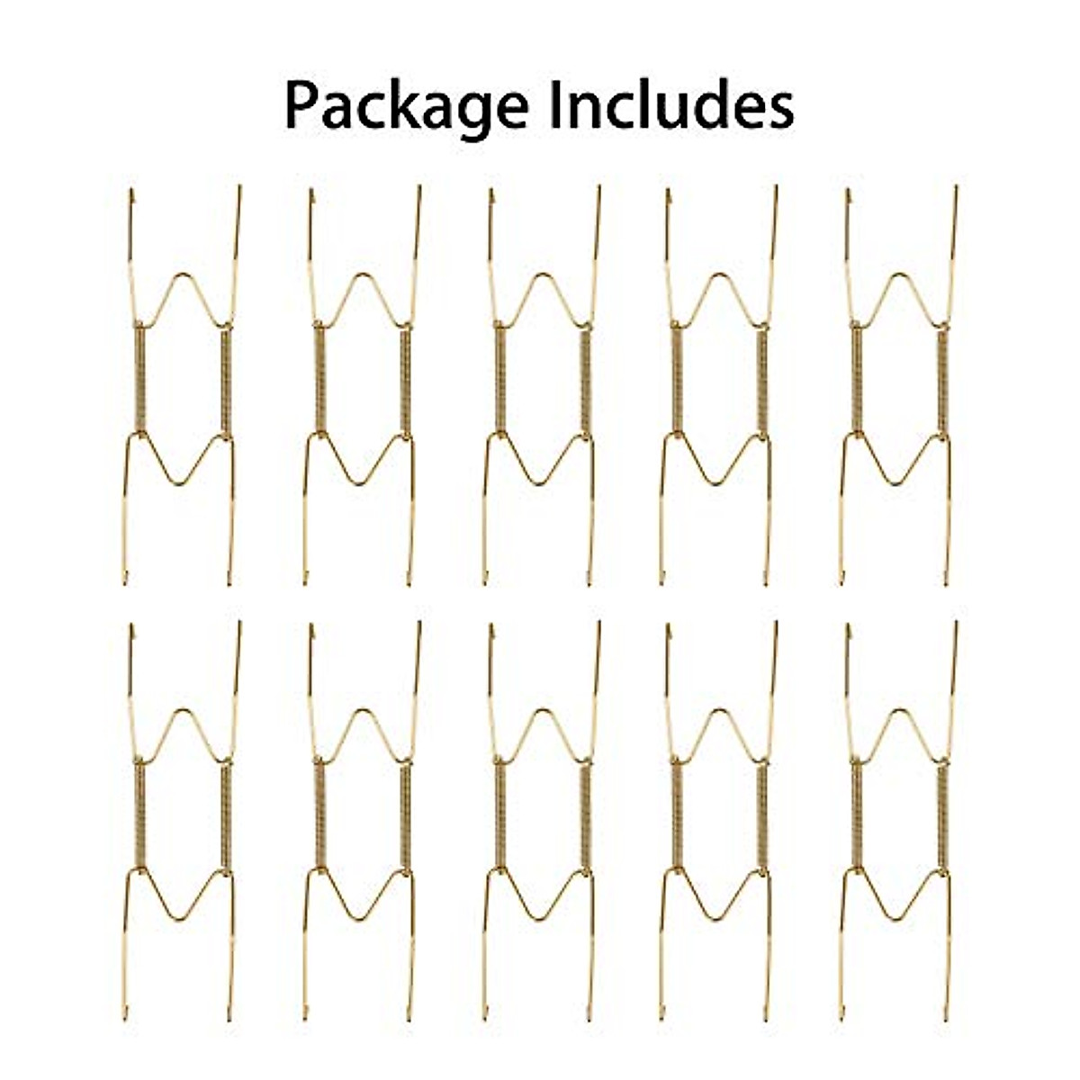 EEEKit Dish Display Plate Hangers, 10-Pack 10 Inch Wall Plate Spring Hook Holder Hanging Wire for The Wall Home Decoration Accessory 8/10/12Inch