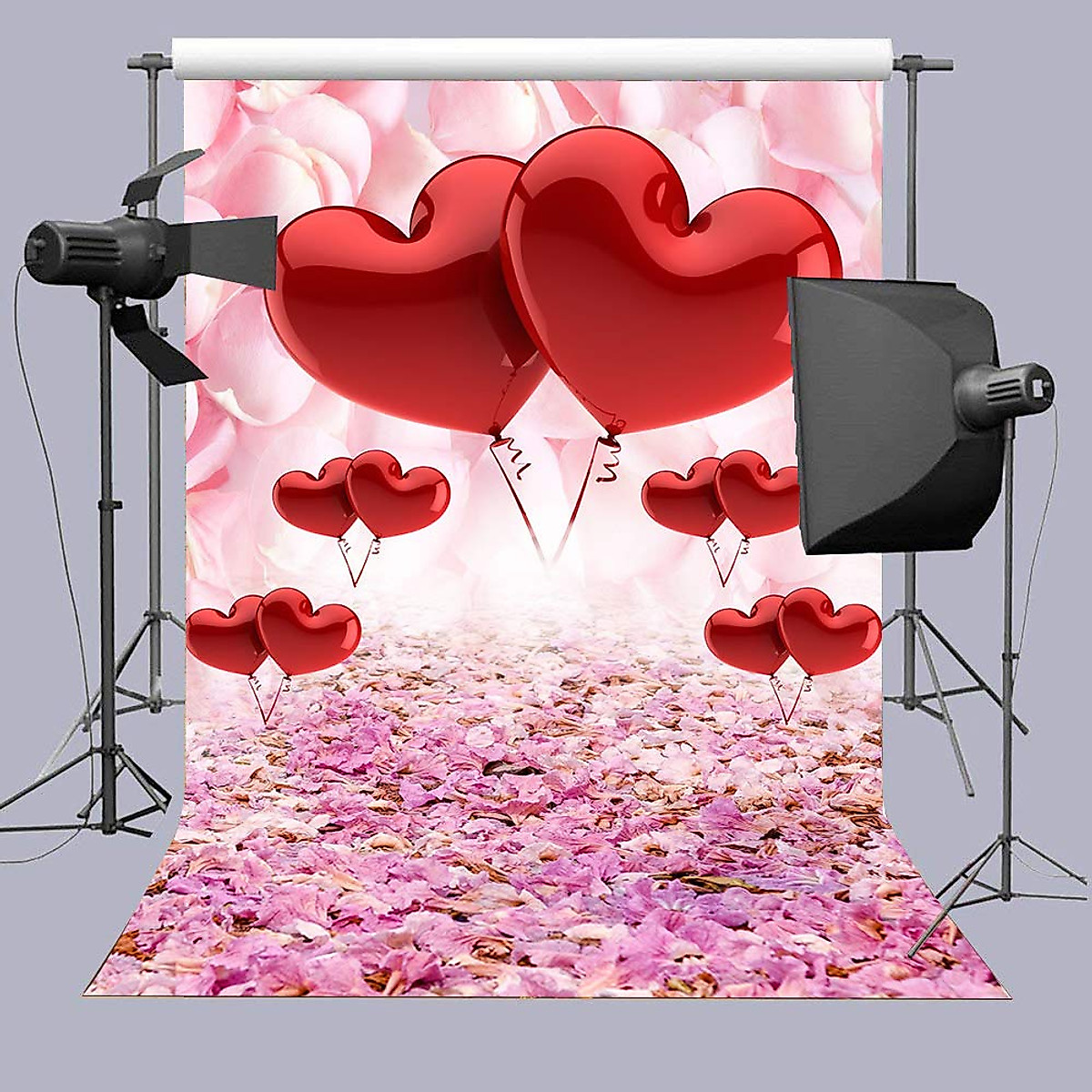 Valentine's Day Love Heart Photography Backdrops 5x7ft Pink Rose Flowers Wedding Photo Background for Pictures Newborn Bridal Shower Birthday Party Banner Decor Mother's Day Photo Studio Props