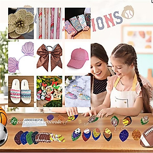 Shalun 50pcs/Pack A4 Random Printed Fine Glitter Faux Leather Sheets for Sewing Cricut Starter 8x12inch