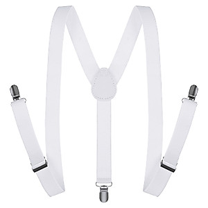 1920s White Mens Costume Accessories Set Including Gangster Spats Suspenders Y-Back Trouser Braces White Tie
