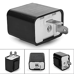 zipelo 2 Pin LED Electronic Turn Signal Flasher Relay, 4 PCS 12V Speed Adjustable LED Indicator Flasher Relay Fix for Turn Signal Light & Hazard Warn Hyper Fast Flash for Car and Motorcycle (Black)