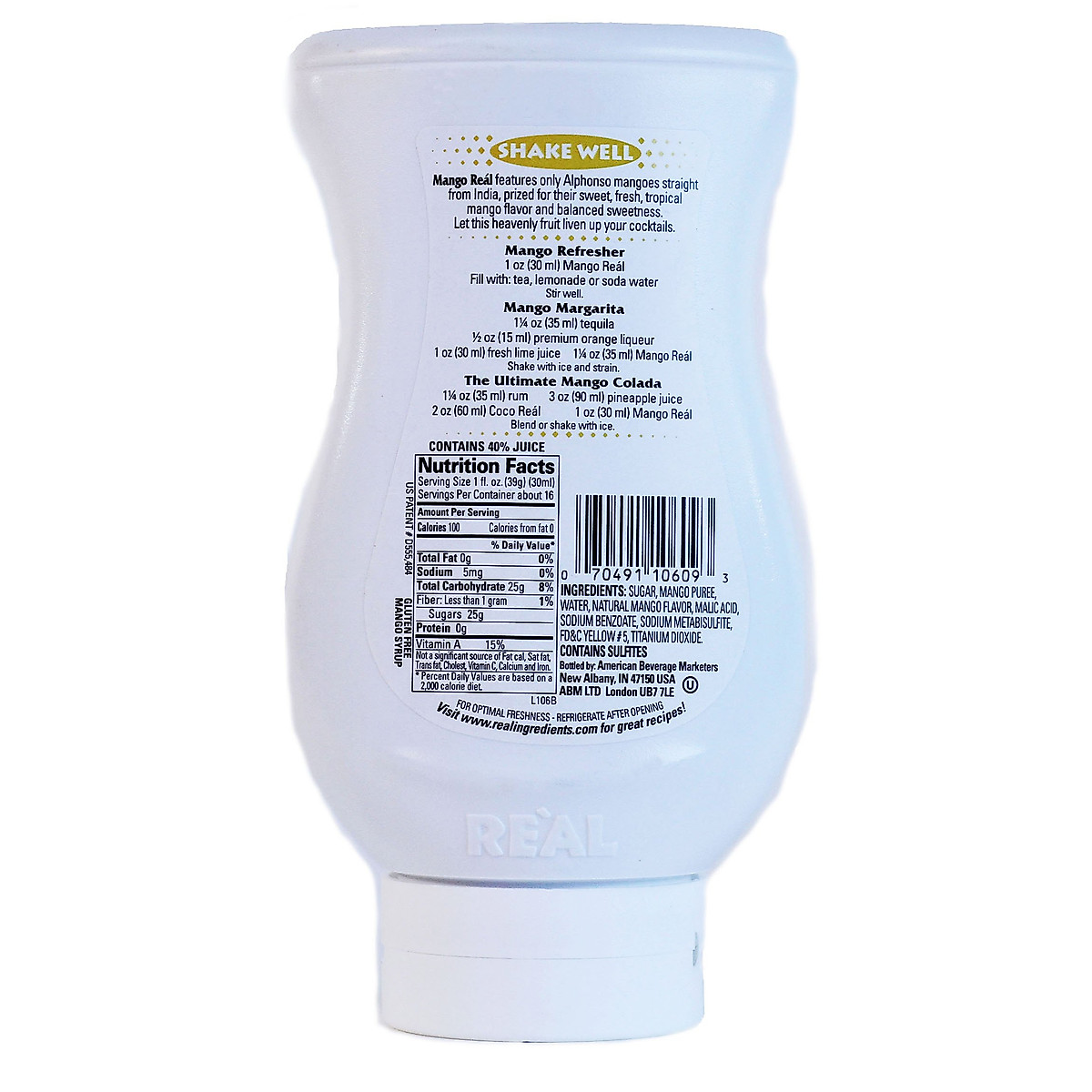 Mango Reàl, Mango Puree Infused Syrup, 16.9 FL OZ Squeezable Bottle (Pack of 1)