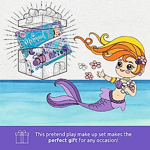 Mermaid Pretend Play Kids Makeup Kit I Toddler Girl Toys Make Up Set with Cosmetic Bag I Toddler Makeup Kit for Toddler Vanity I Pretend Makeup Kit for Girls Gifts Play Makeup Kit for 2 Year Old & Up