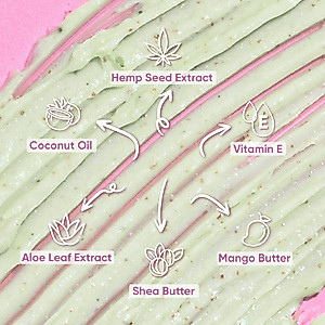 Olivia Hemp body exfoliator scrub for hands, foot, legs, body scrub thigh, exfoliate for body, body acne wash, body scrubs for women exfoliation the 10 Fl Oz