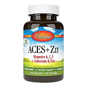 Carlson - ACES + Zn, Vitamins A, C, E + Selenium & Zinc, Cellular Health & Immune Support, Antioxidant, 120 Softgels