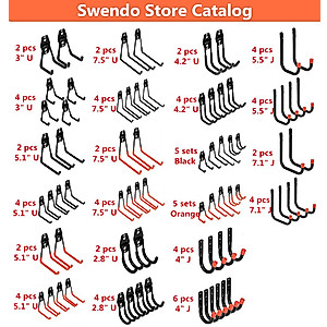 Yisunnan Heavy Duty Garage Storage Utility Double Hooks,Extended Wall Mount Tool Holder Organizer for Ladders,Bike,Chair (2 Pack Orange 7.5" Large U Hook)