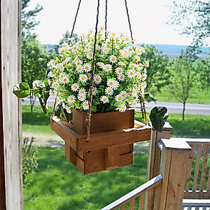 GREENRAIN 24 Bundles Artificial Daisy Flowers Outdoor Fake Flowers for Decoration No Fade Faux Plastic Flower Garden Porch Window Box Décor (White)