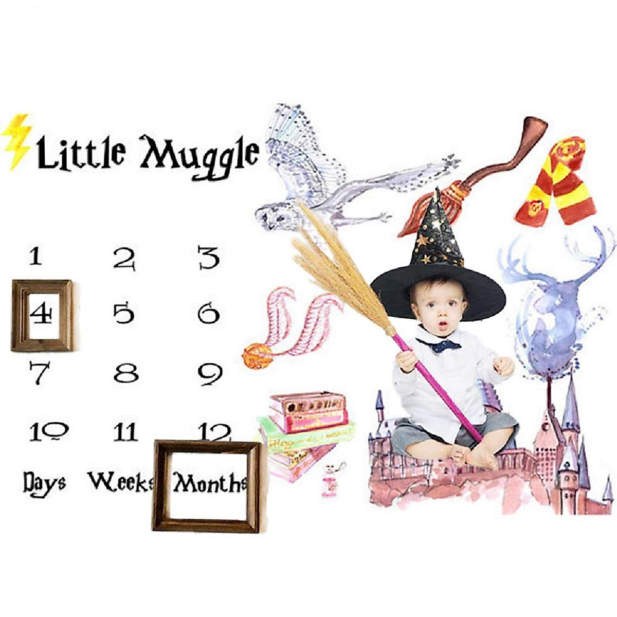 Angmart Baby First Year Milestone Blanket Boy Girl Painting Photography Backdrop Photo Prop Newborn Infant for New Mom