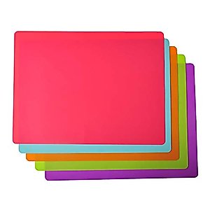 Placemats for Kids, Silicone Placemat for Dining Kitchen Table, Waterproof Dining Mat for Kids Baby Toddler, Reusable, Easy to Clean (5 Pack) Multicolor