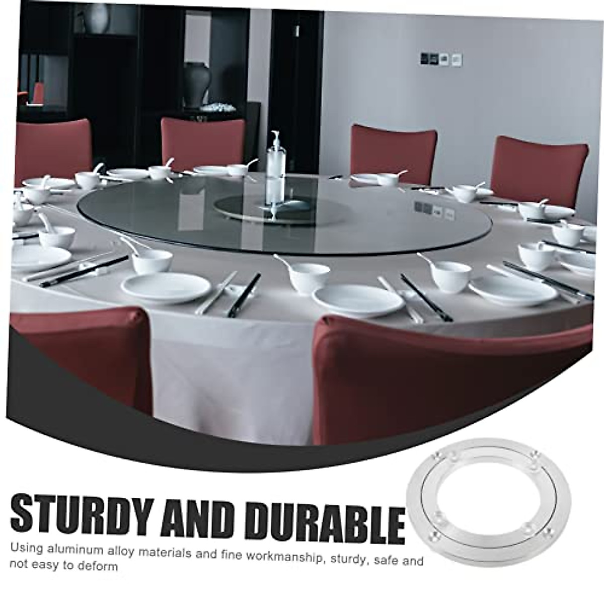 Angoily 4pcs Table Turntable Restaurant Turntable Bearing Restaurant Supply Turntable Swivel Plate Table Accessory Rotating Serving Tray Rotating Platter to Rotate Rubber Load Board Glass