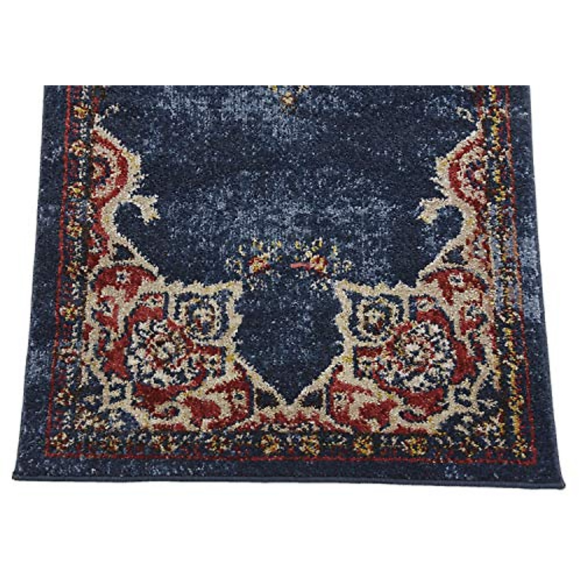 Unique Loom Utopia Collection Traditional Classic Vintage Inspired Area Rug with Warm Hues, 2' x 6' 1" Runner, Dark Blue/Beige