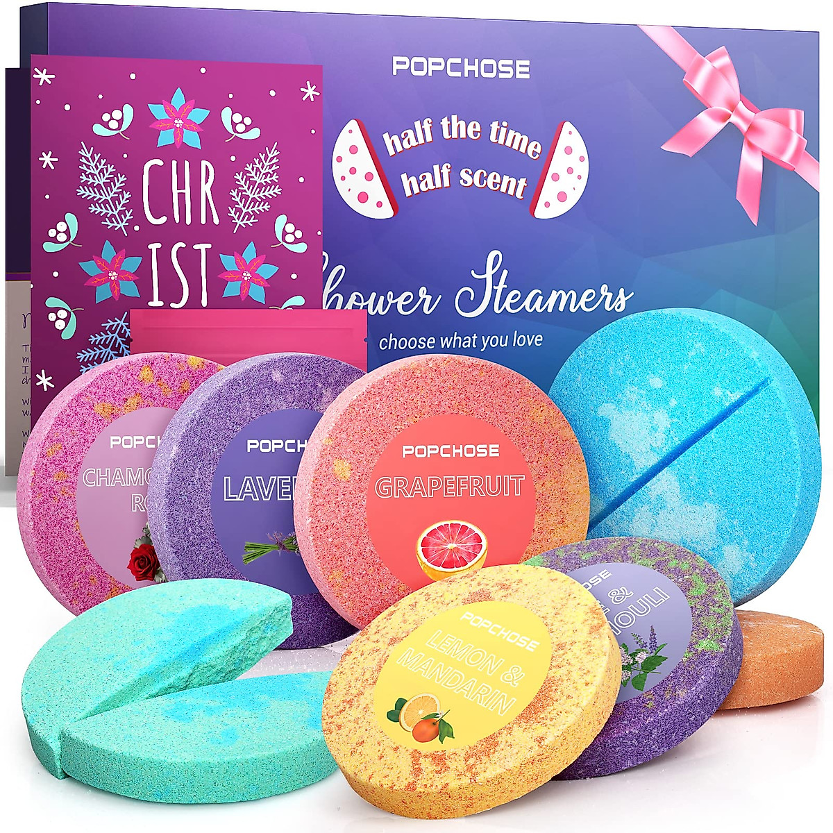 POPCHOSE Shower Steamers Aromatherapy - Fabric Shaver, Rechargeable Lint Remover with 6-Blades and Electrostatic Brush Stocking Stuffers Christmas Gifts for Women and Mom
