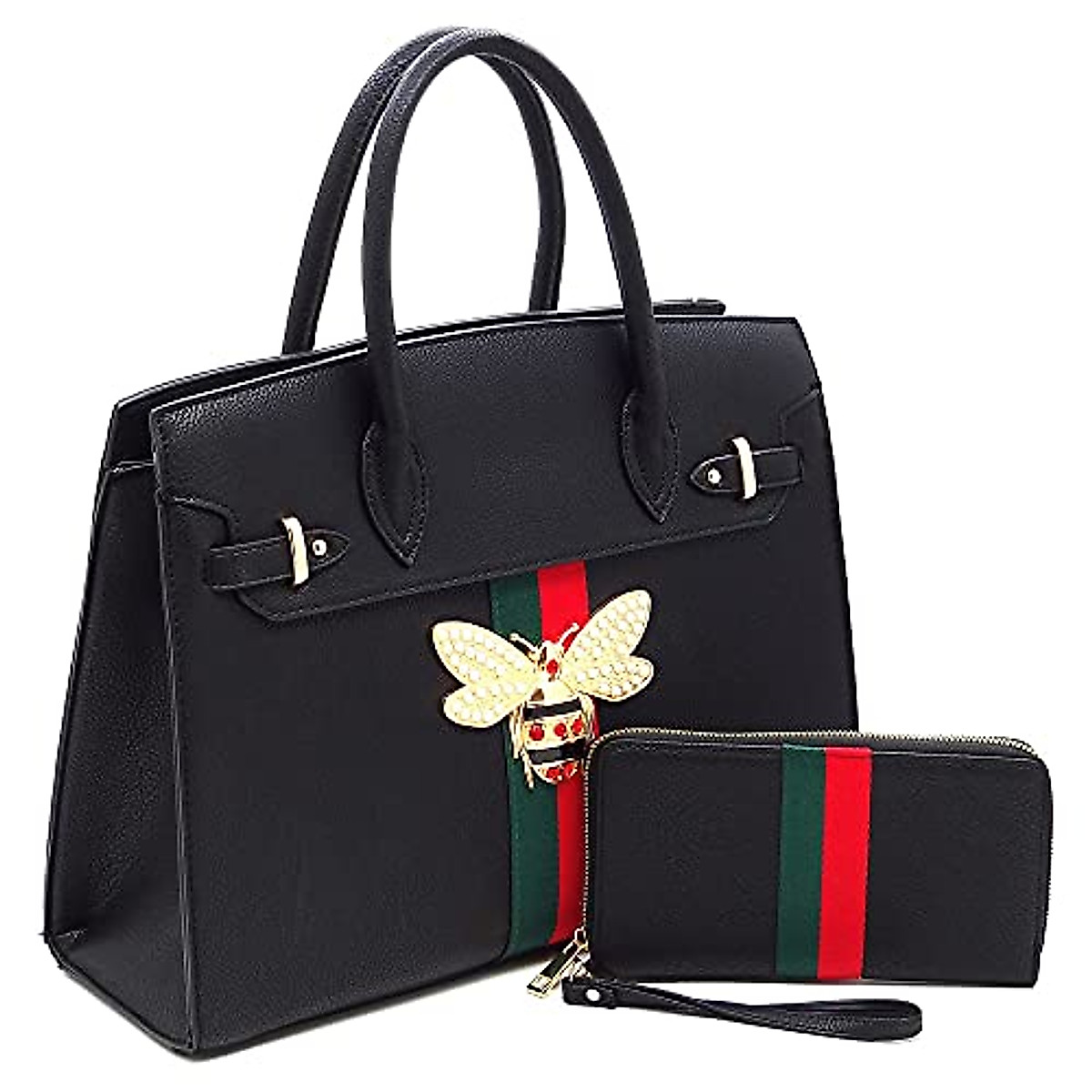 Queen Bee Stripe 2-in-1 Satchel-BLK